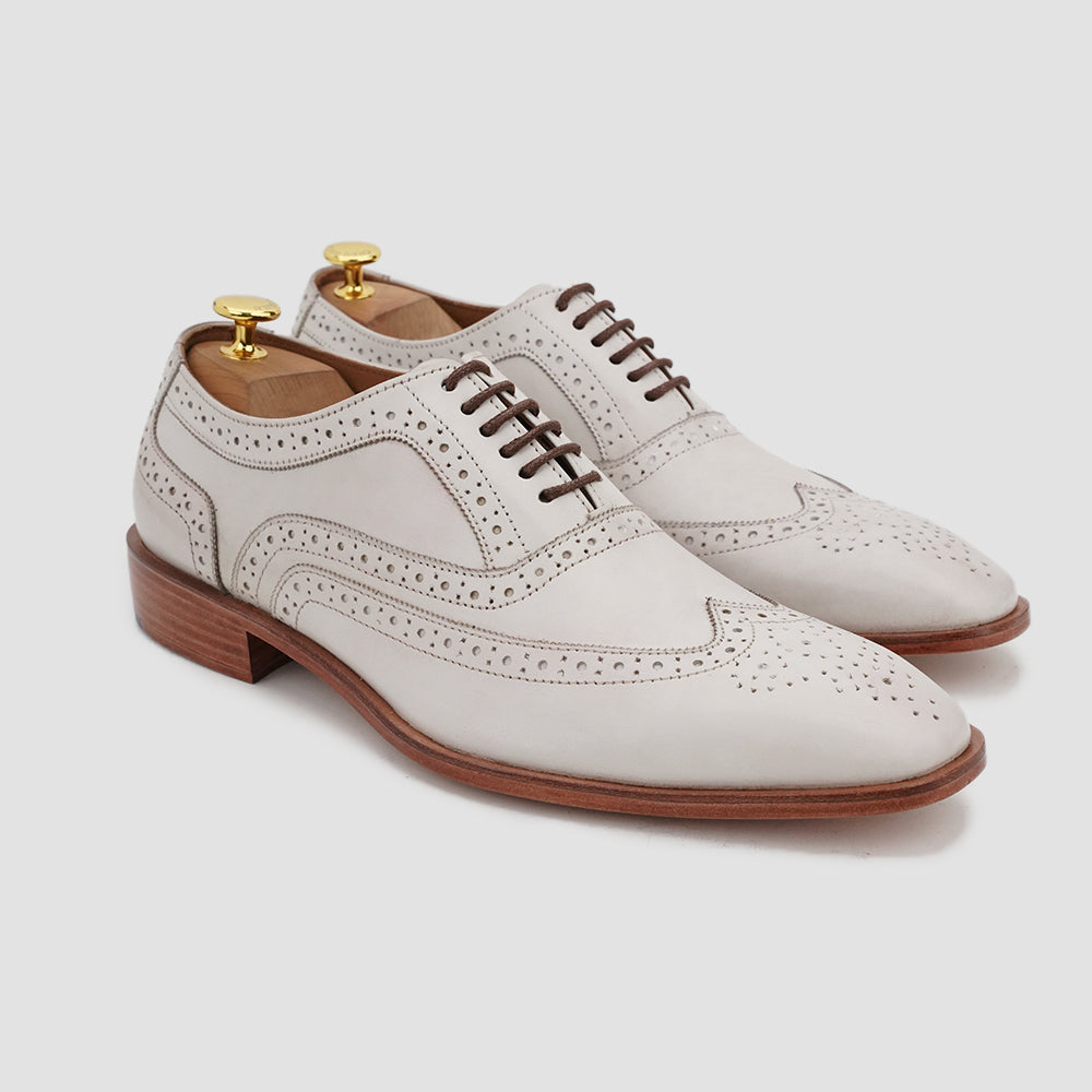 Kain Leather Oxford Shoes Men in White - LEAURY